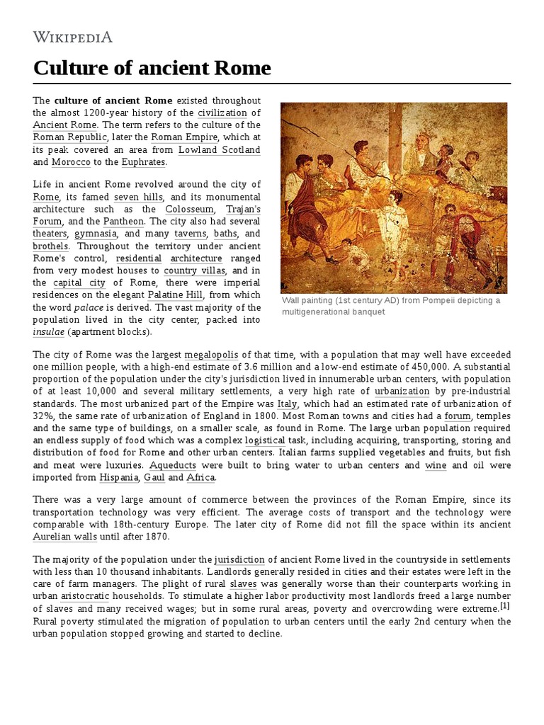 Culture of Ancient Rome | PDF | Roman Empire | Latin