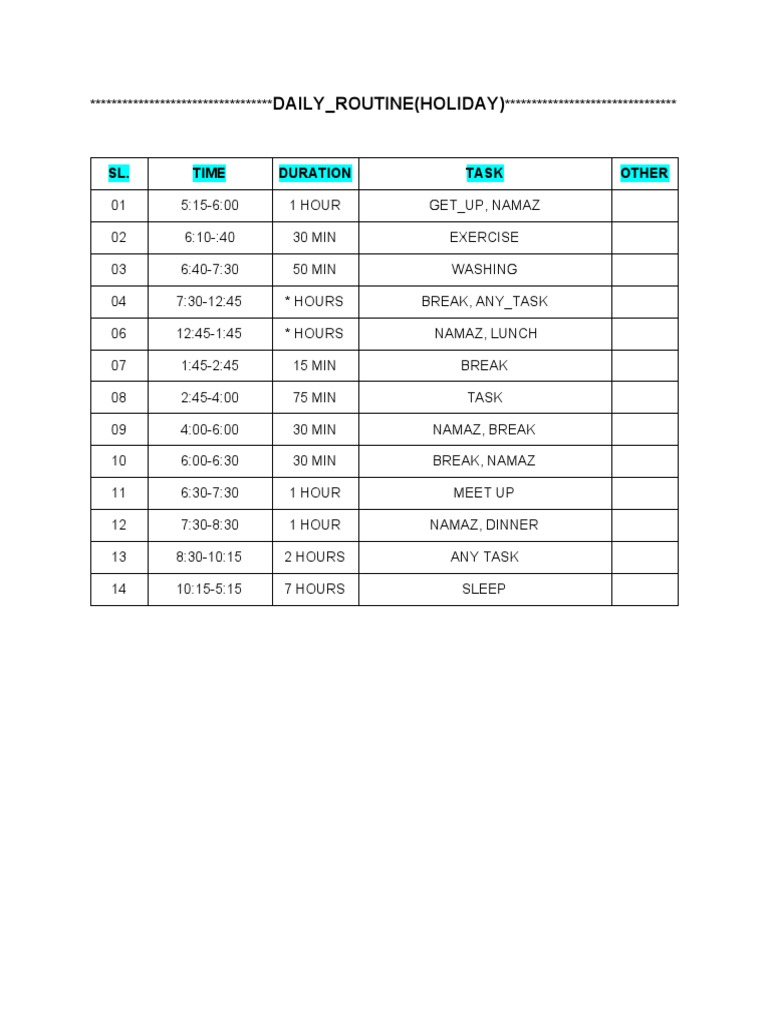 Off Day SCHEDULE | PDF