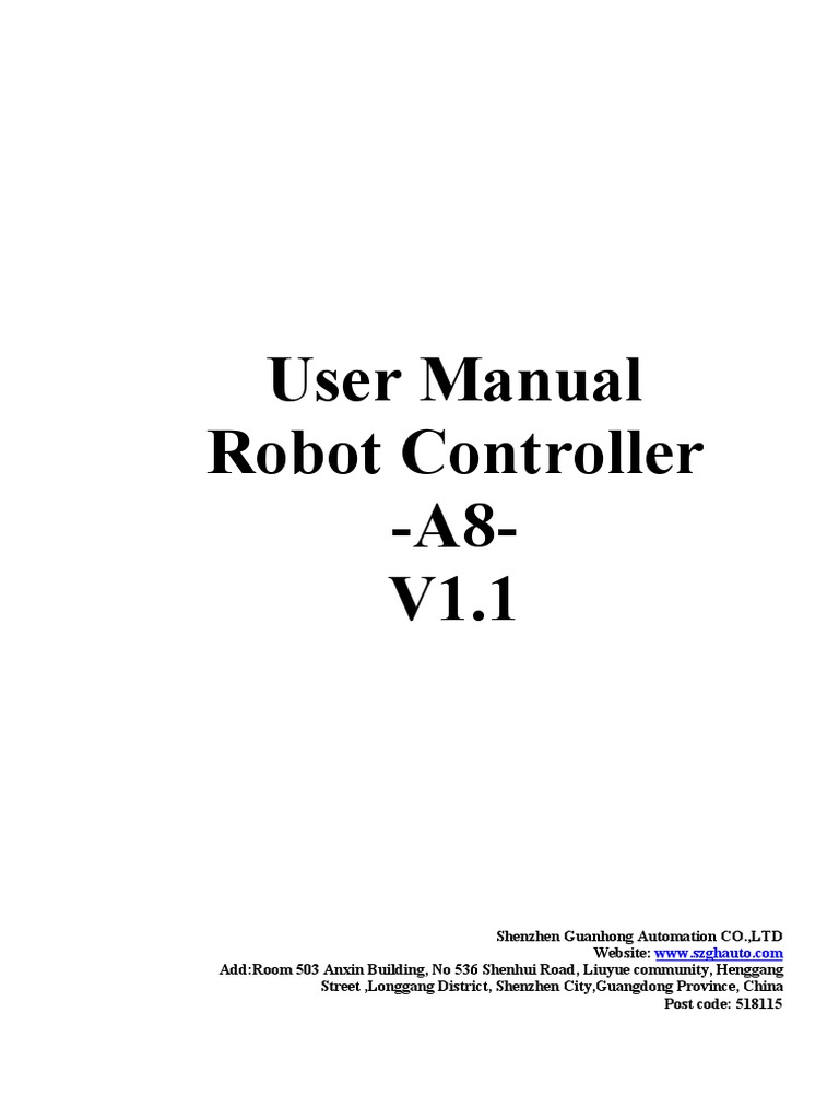 A8 Robot Controller Manual (V1.1) | PDF | Programmable Logic Controller ...
