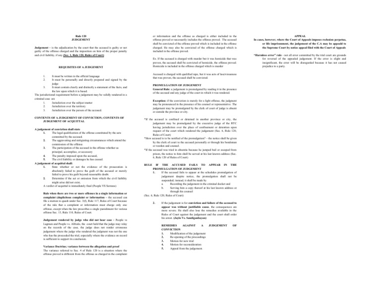 Rule 120 | PDF | Judgment (Law) | Complaint
