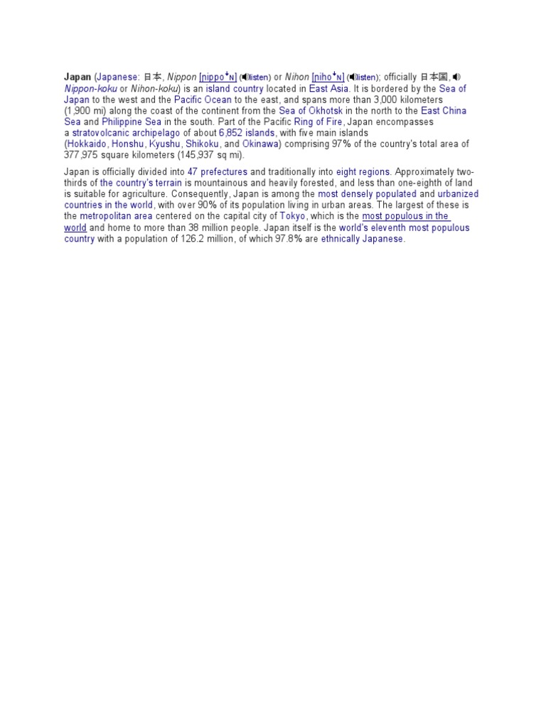 Overview of Japan: Geography and Demographics | PDF | Politics ...