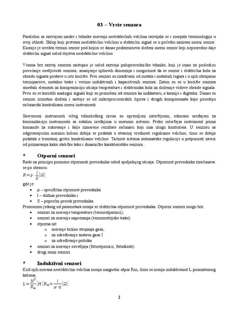 03 - Vrste Senzora | PDF