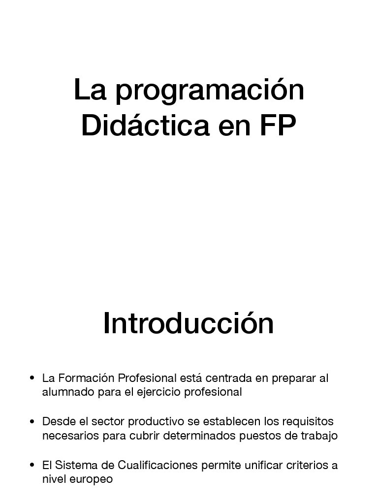 La programación Didáctica en FP | Plan de estudios | Maestros