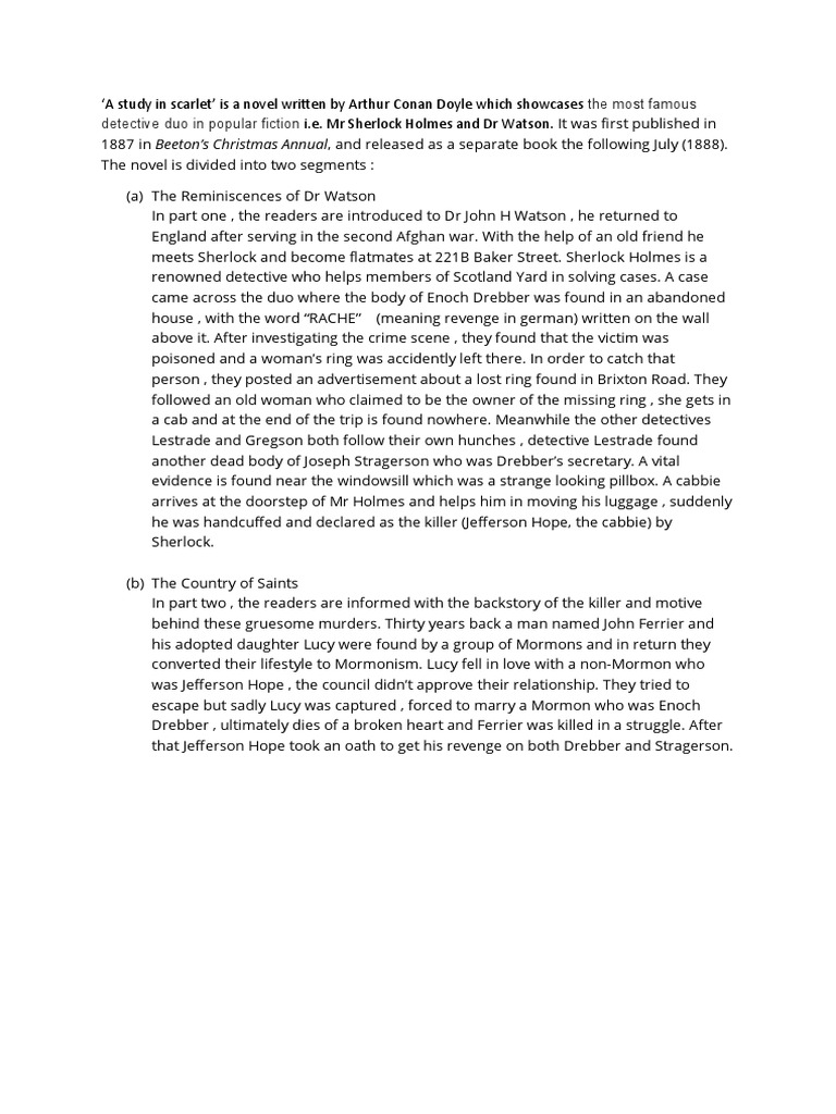 A Study in Scarlet | PDF | Private Detectives And Investigators ...