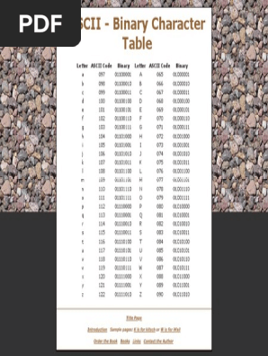 Ascii Binary Character Table Pdf Document