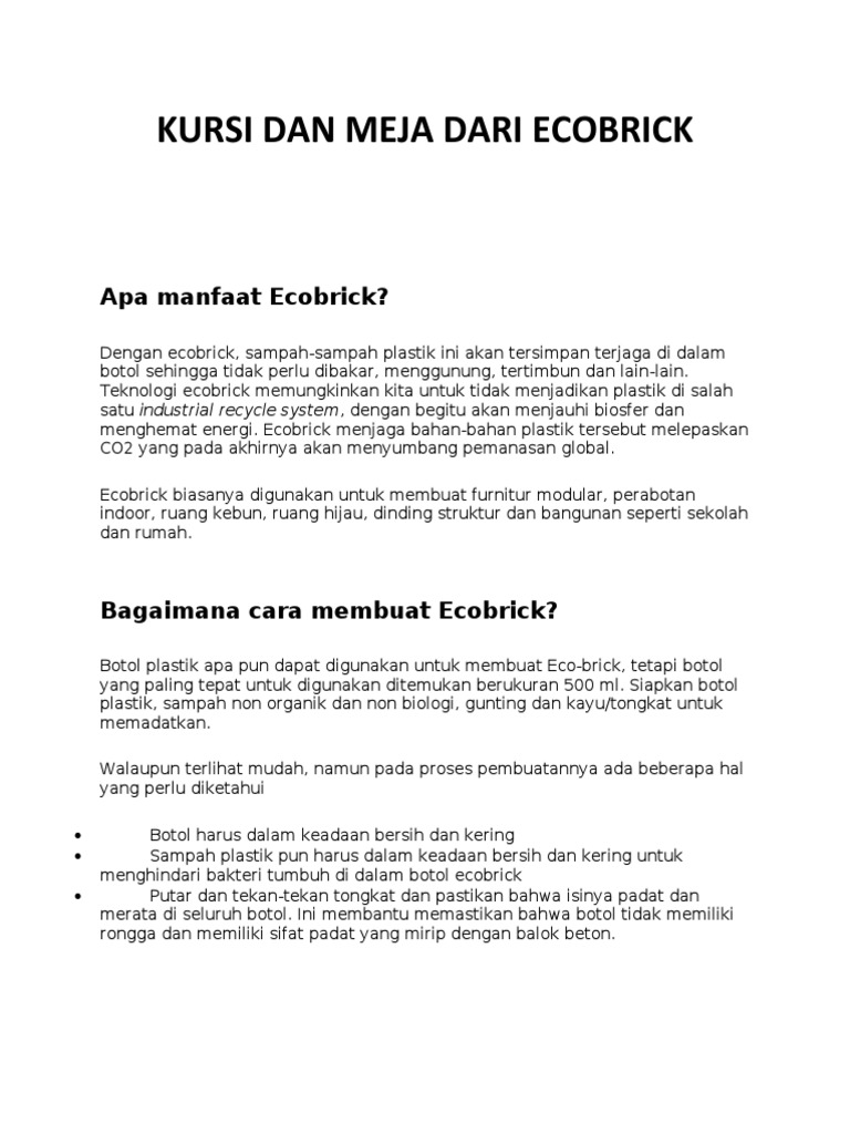 MODULAR FURNITURE FROM ECOBRICKS | PDF
