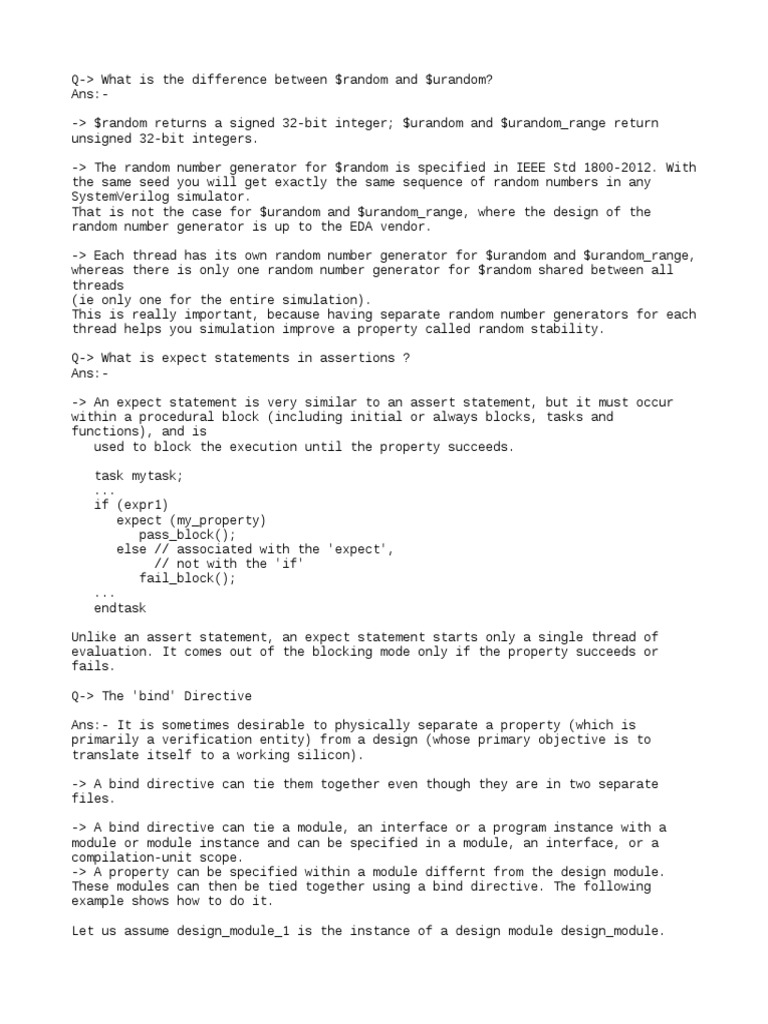 System Verilog Interview Question Pdf Class Computer Programming Variable Computer Science