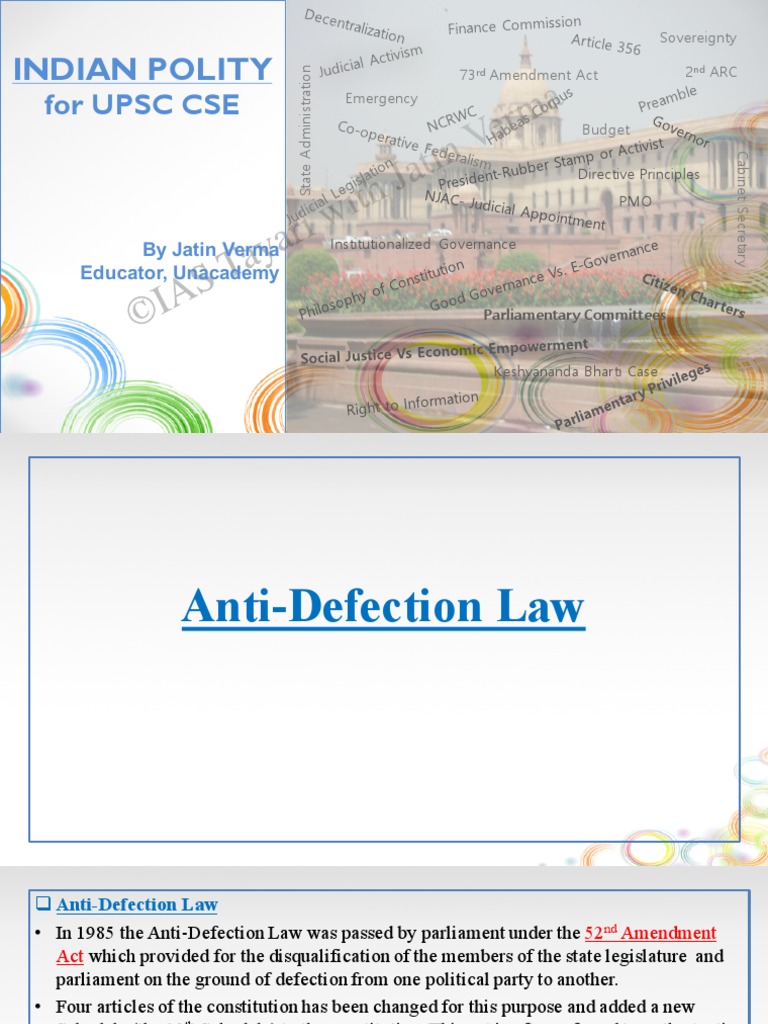Anti-Defection Law for UPSC CSE | PDF | Supreme Courts | Government Of ...