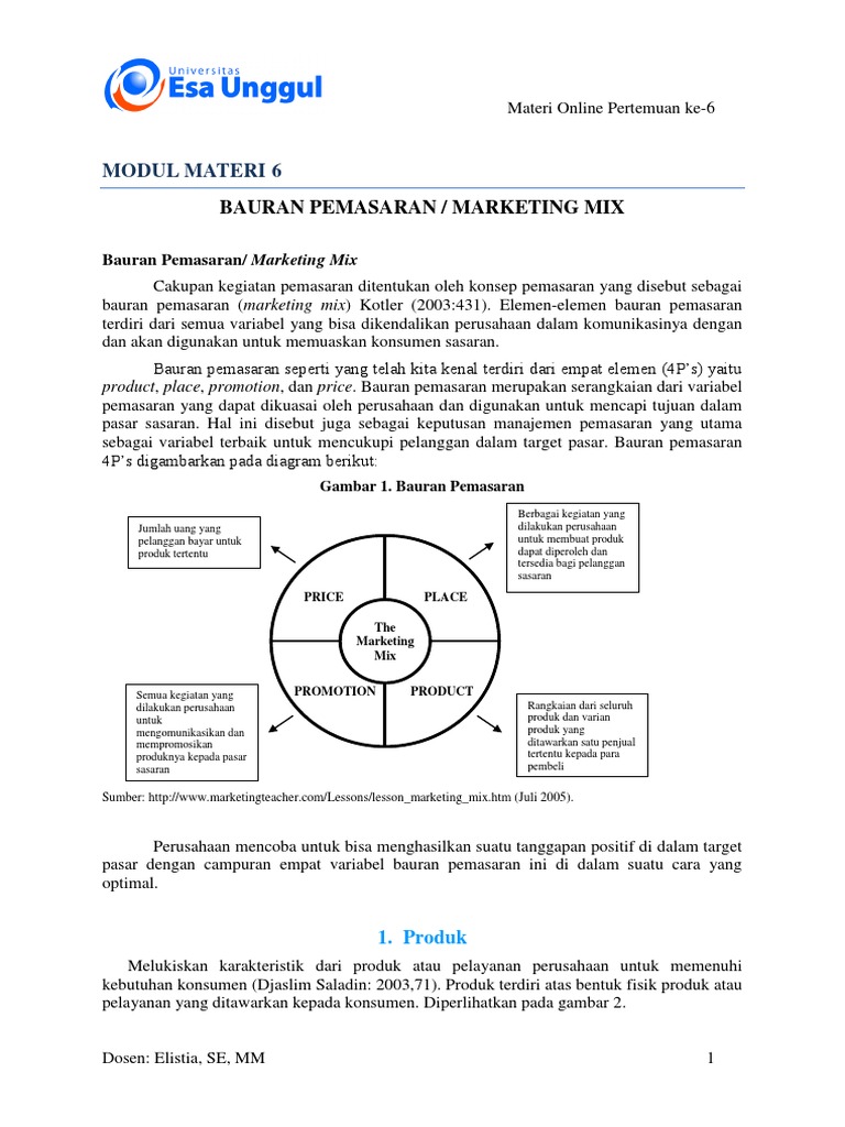 6 - Modul Online Ke-6 Bauran Pemasaran (Marketing Mix) PDF | PDF