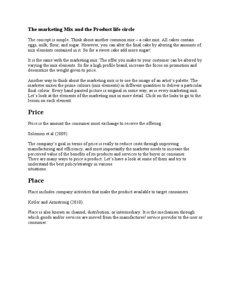 Marketing Mix and Product Life Cycle Explained | PDF | Marketing ...