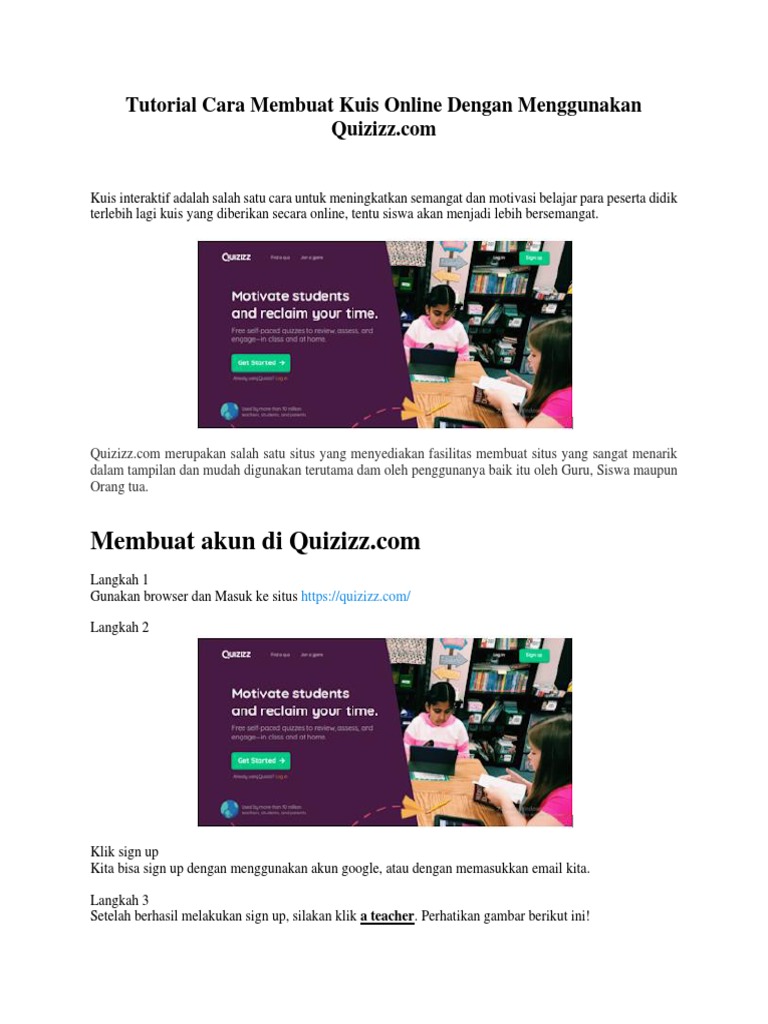 Tutorial Cara Membuat Kuis Online Dengan Menggunakan Quizizz | PDF Tutorial Cara Membuat Kuis Online Dengan Menggunakan Quizizz | PDF