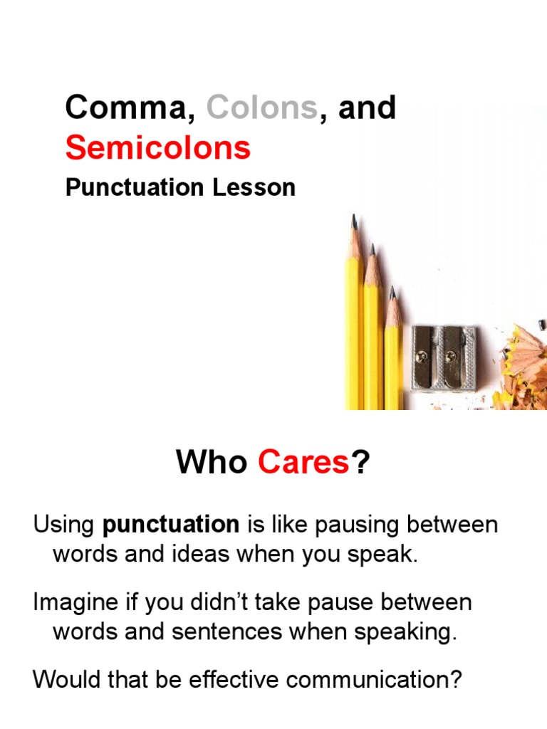 Commas Colons and Semicolons Lesson | PDF