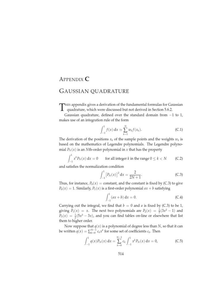 Gaussian Quadrature | PDF | Integral | Normal Distribution