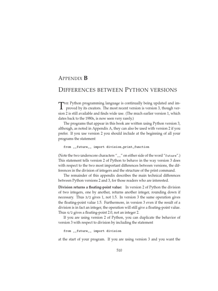 Ifferences Between Ython Versions: Ppendix | PDF | Integer (Computer Science) | Python ...