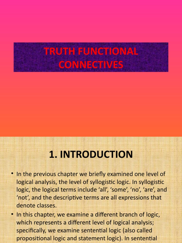TRUTH FUNCTIONAL CONNECTIVES | PDF | Logic | Mathematical Logic