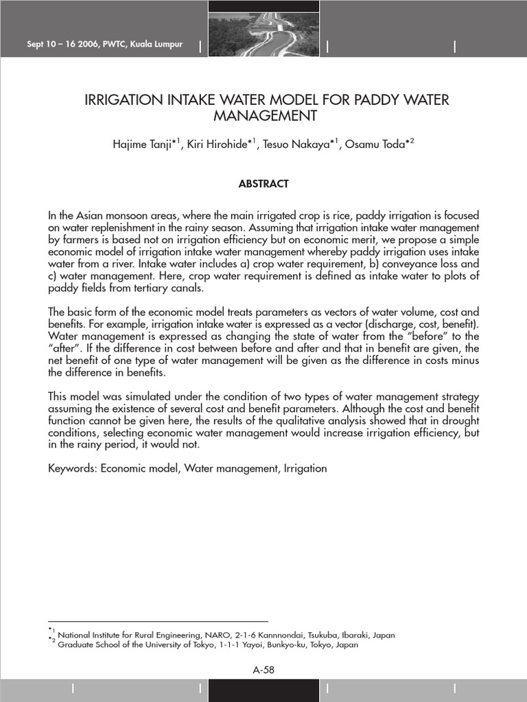 Irrigation Intake Water Model For Paddy Water Management: Sept 10 - 16 ...