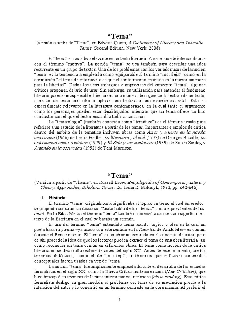 Qué Es Un Tema (Tematología) | PDF | Autor | Experiencia
