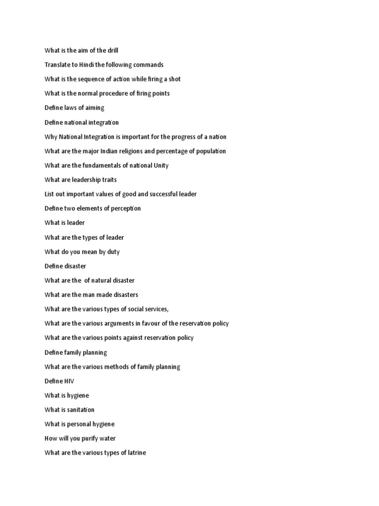 NCC A Certificate Question Paper | PDF