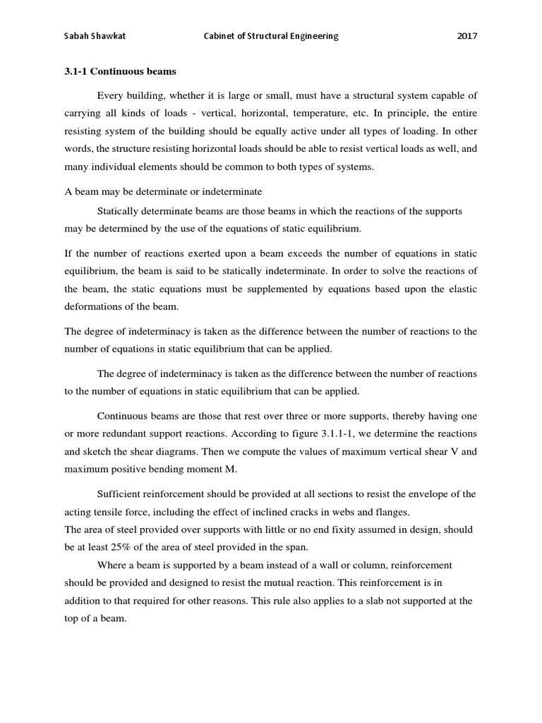 3.1-1 Continuous Beams: Sabah Shawkat Cabinet of Structural Engineering ...