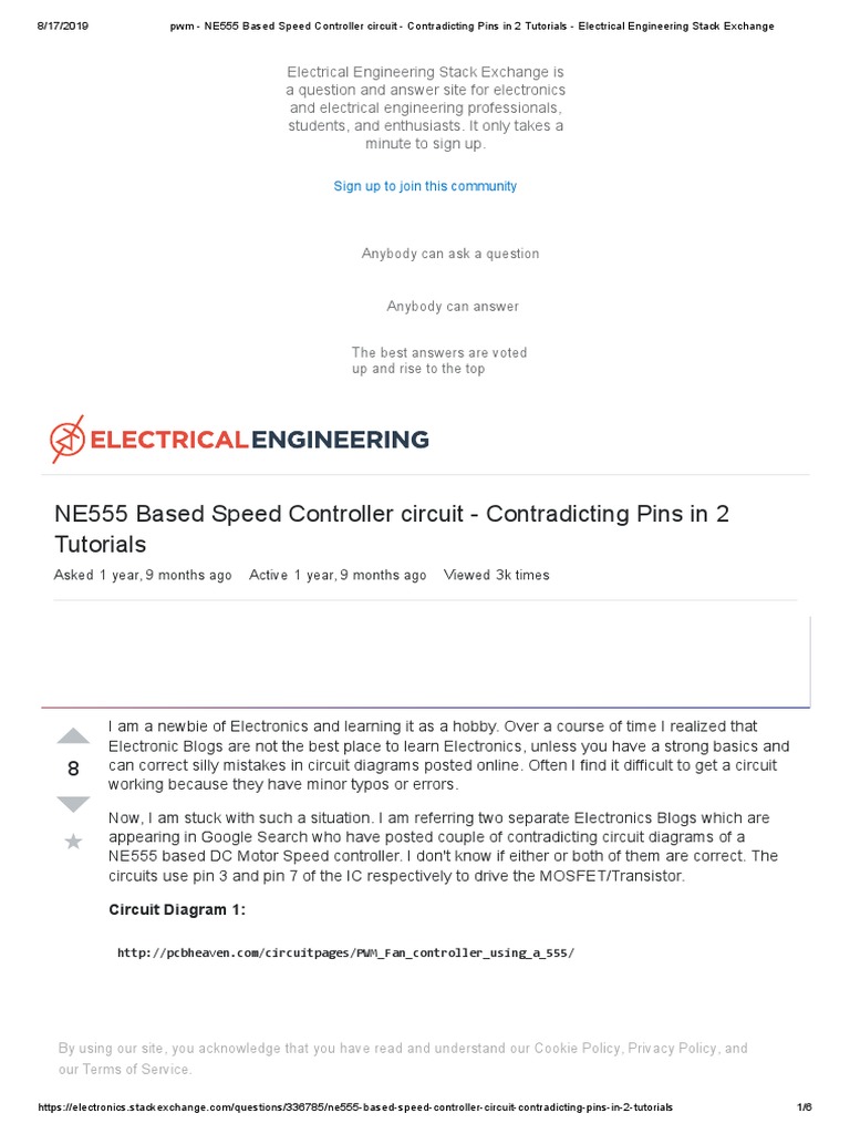 PWM - NE555 Based Speed Controller Circuit - Contradicting Pins in 2 Tutorials - Electrical ...