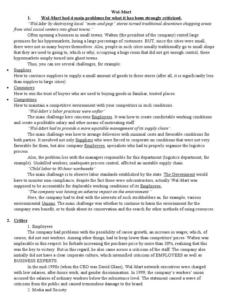 Wal-Mart Analysis | PDF | Walmart | Retail