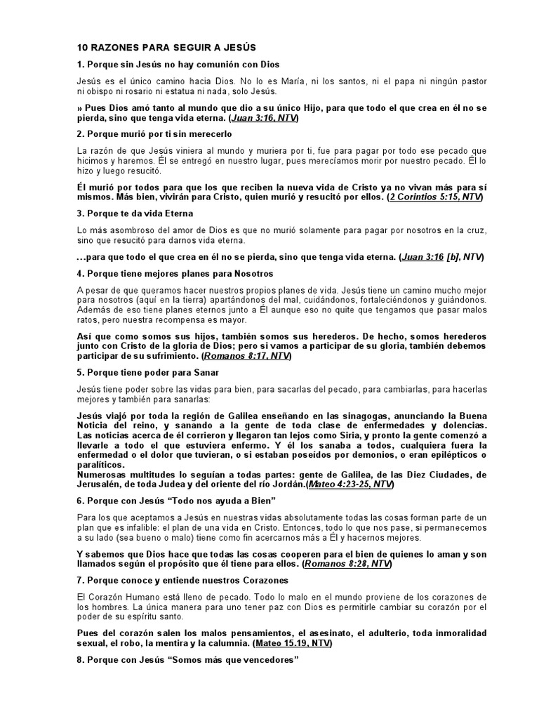 10 Razones para Seguir A Jesús | PDF | Pecado | Jesús