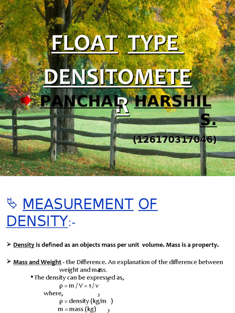 Float Type Densitometer | PDF | Density | Buoyancy