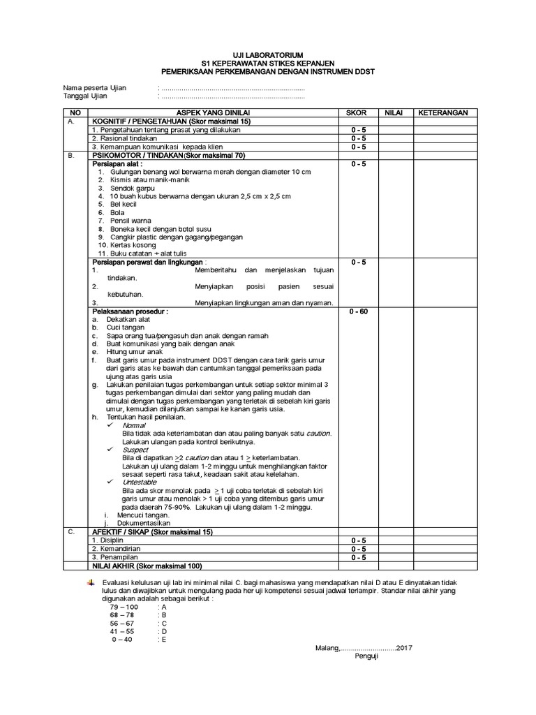 Uji Laboratorium Keperawatan DDST | PDF | Karier & Perkembangan