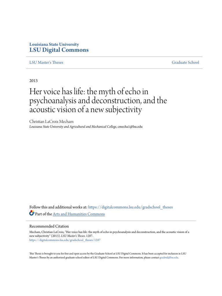 Christian LaCroix Mecham - Her Voice Has Life: The Myth of Echo in ...