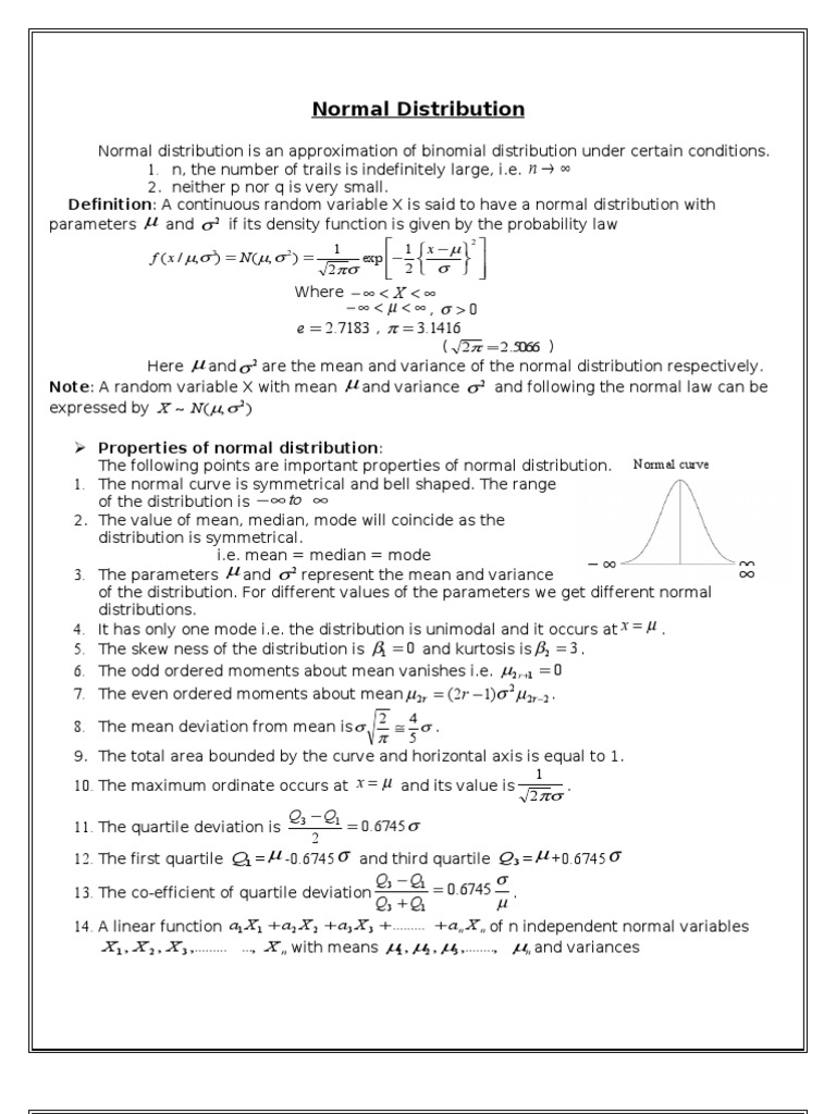 Normal Distribution: X N X F | PDF | Normal Distribution | Mode ...