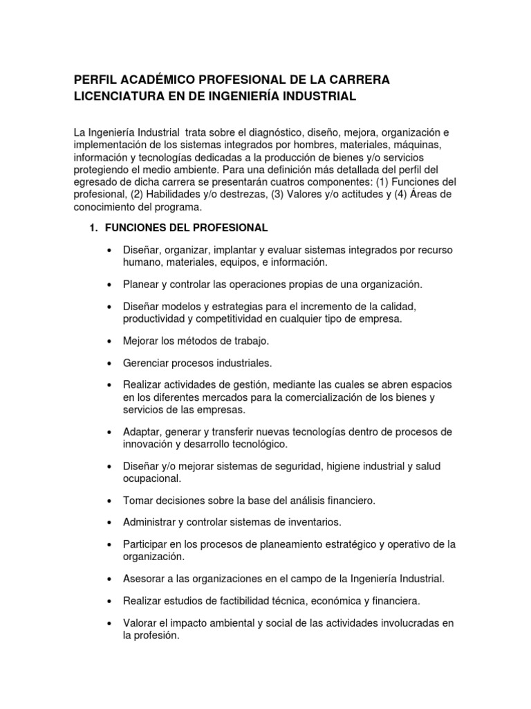Utp Perfil Egresado Ingenieria Industrial | PDF | Ingeniería Industrial ...