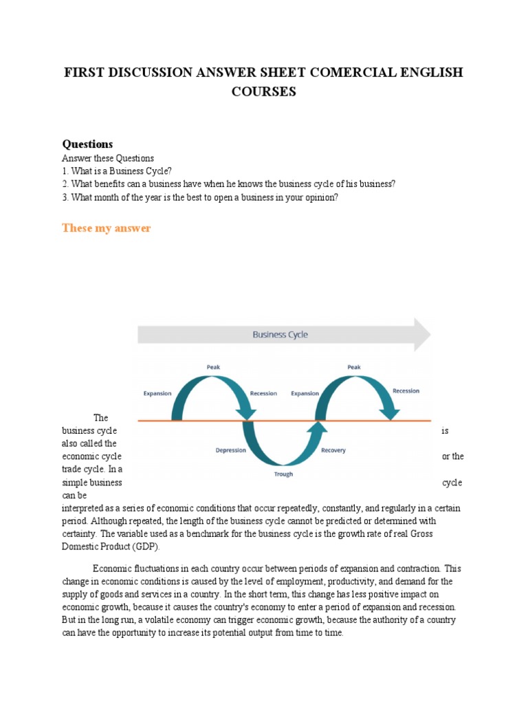 First Discussion Answer Sheet Comercial English Courses | PDF ...