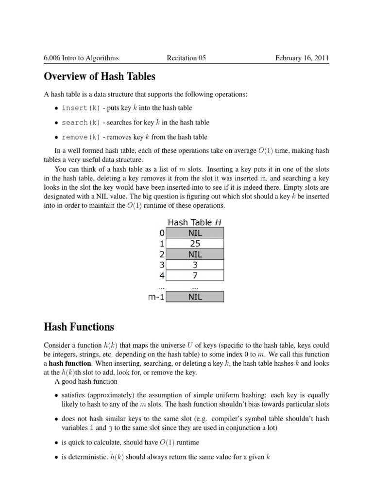 Overview of Hash Tables | PDF | Algorithms And Data Structures | Applied Mathematics
