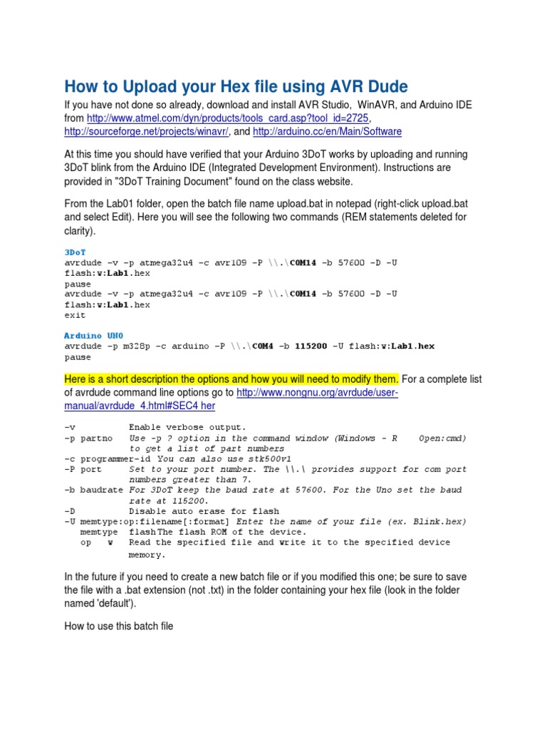 How To Upload Using AVR Dude | PDF | Booting | Arduino