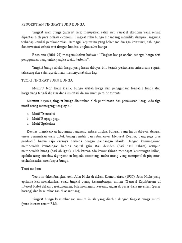 Pengertian Tingkat Suku Bunga | PDF