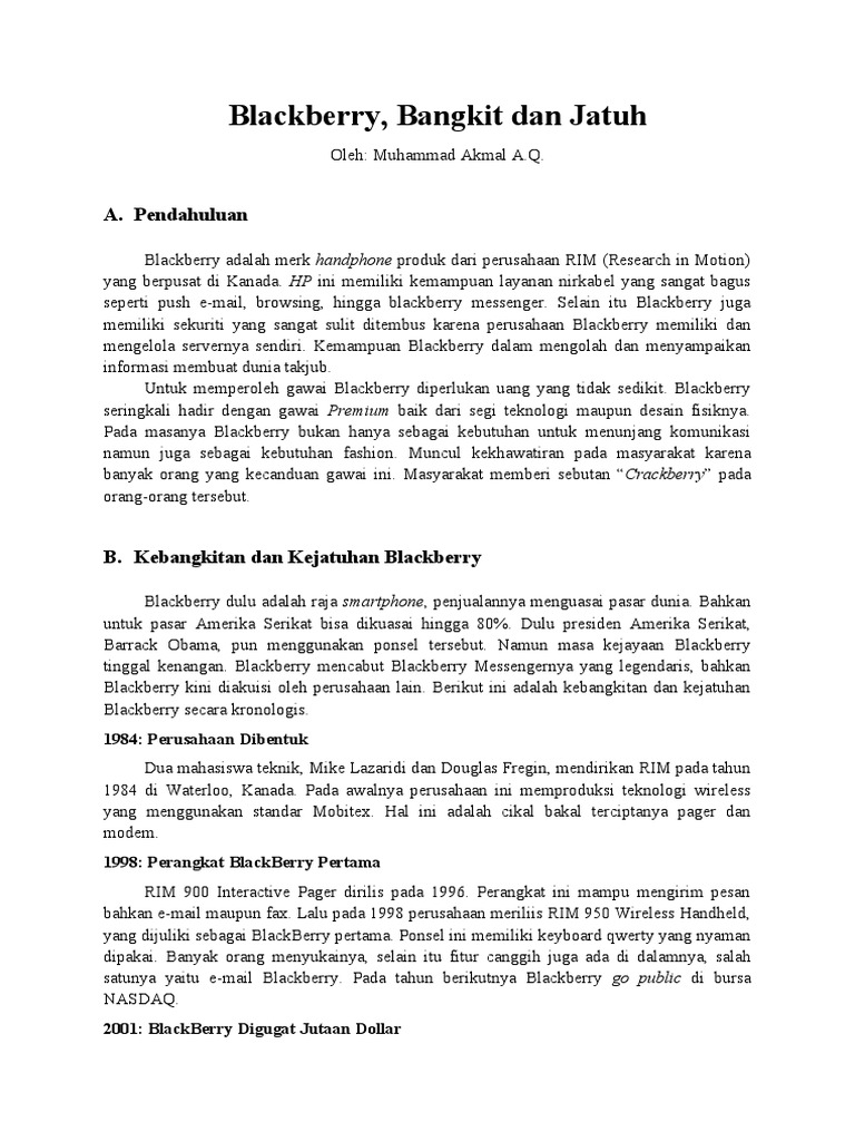 Bangkit Dan Jatuhnya Blackberry | PDF