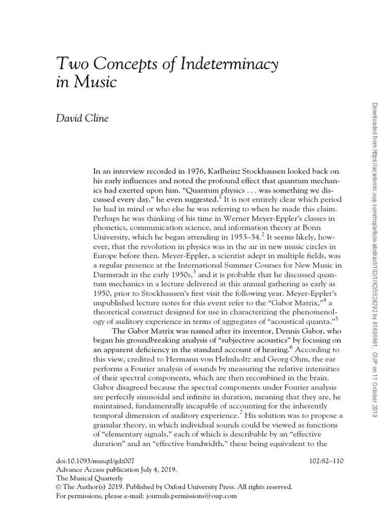 Two Concepts of Indeterminacy in Music | PDF | Uncertainty Principle ...