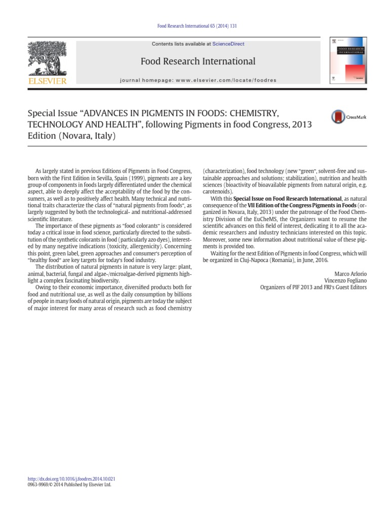 Food Research International 65 (2014) 131 | PDF | Pigment | Foods