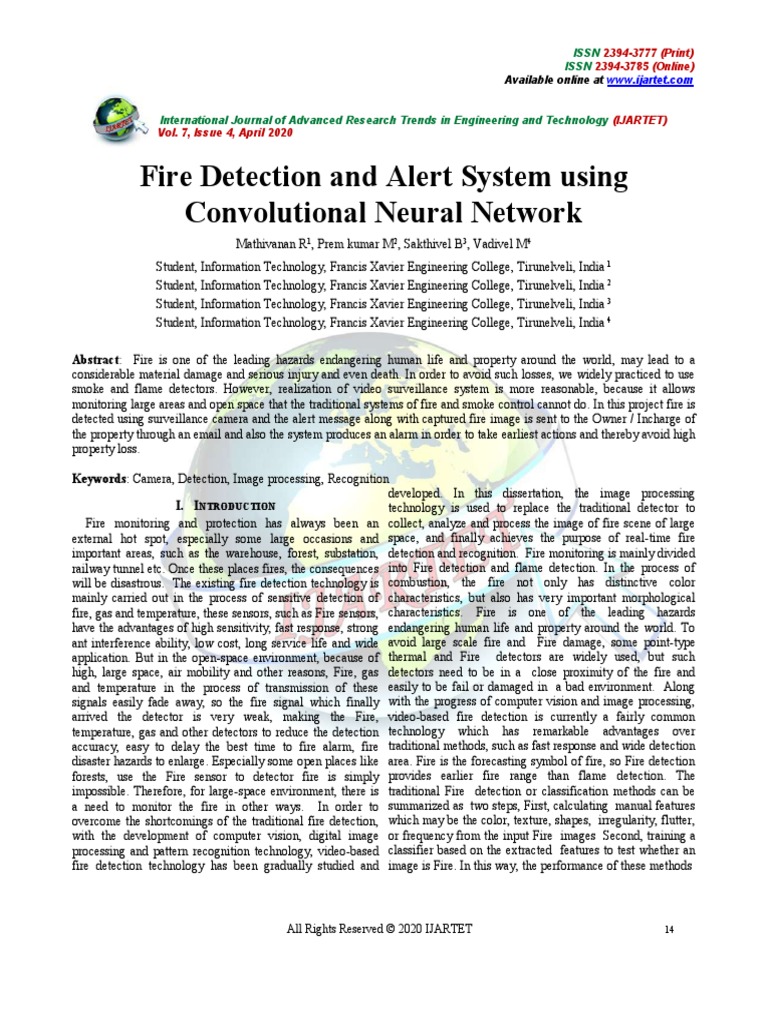 Fire Detection and Alert System Using Convolutional Neural Network ...