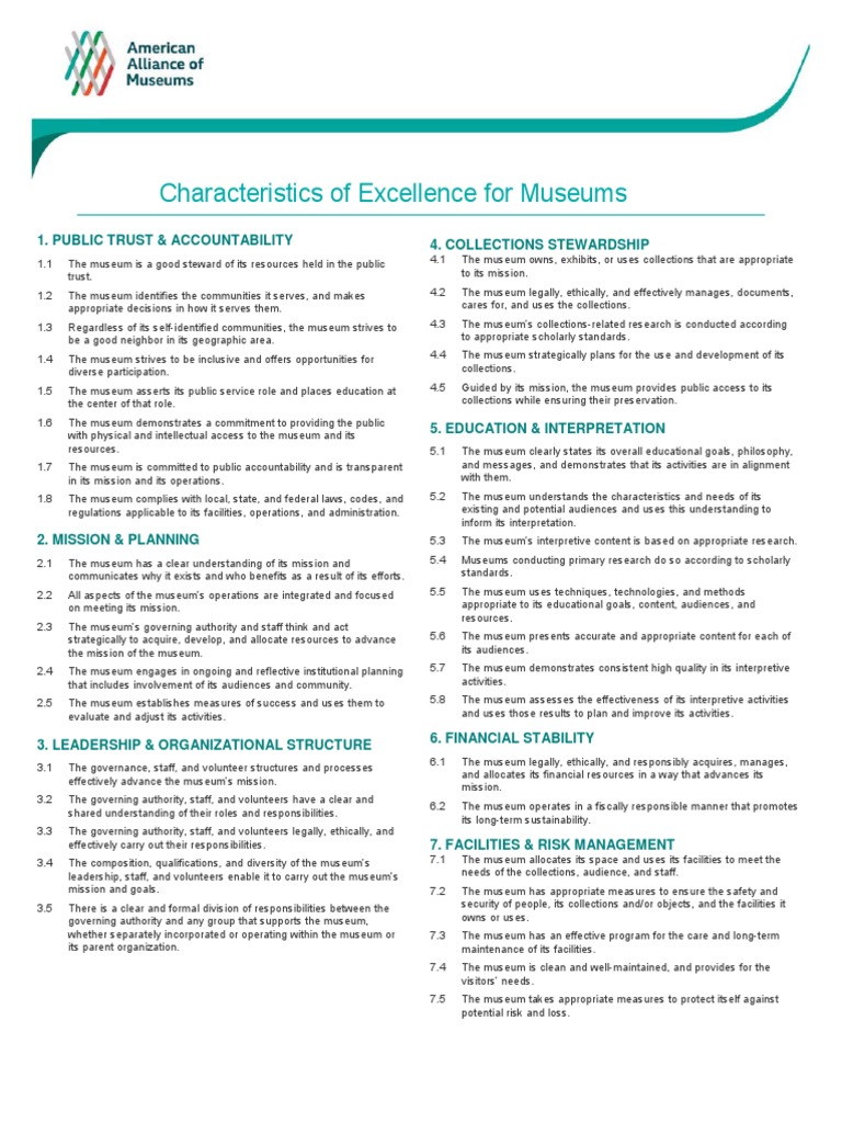 Characteristics of Excellence Museums | PDF | Museum | Leadership