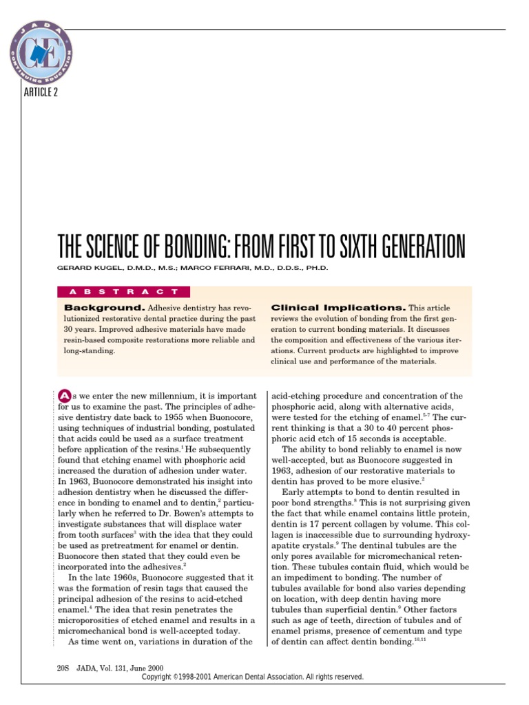 The Sciente of Bonding - From First To Sixth Generation PDF | PDF ...