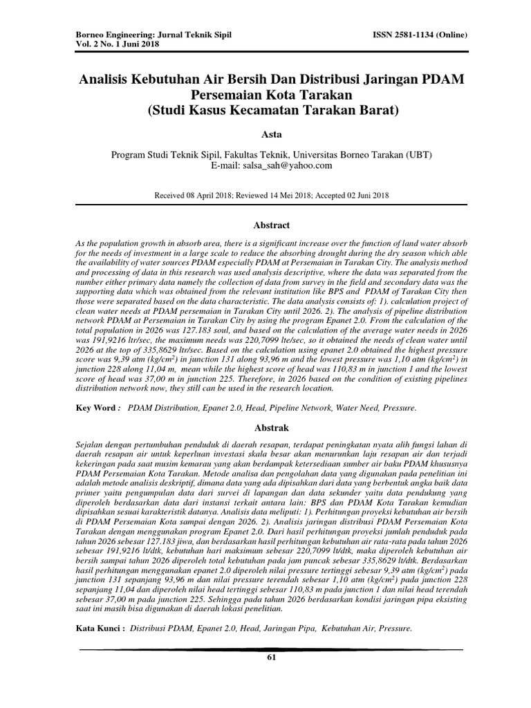 Analisis Kebutuhan Air Bersih Dan Distri 36498937 PDF | PDF | Data | Computer Data