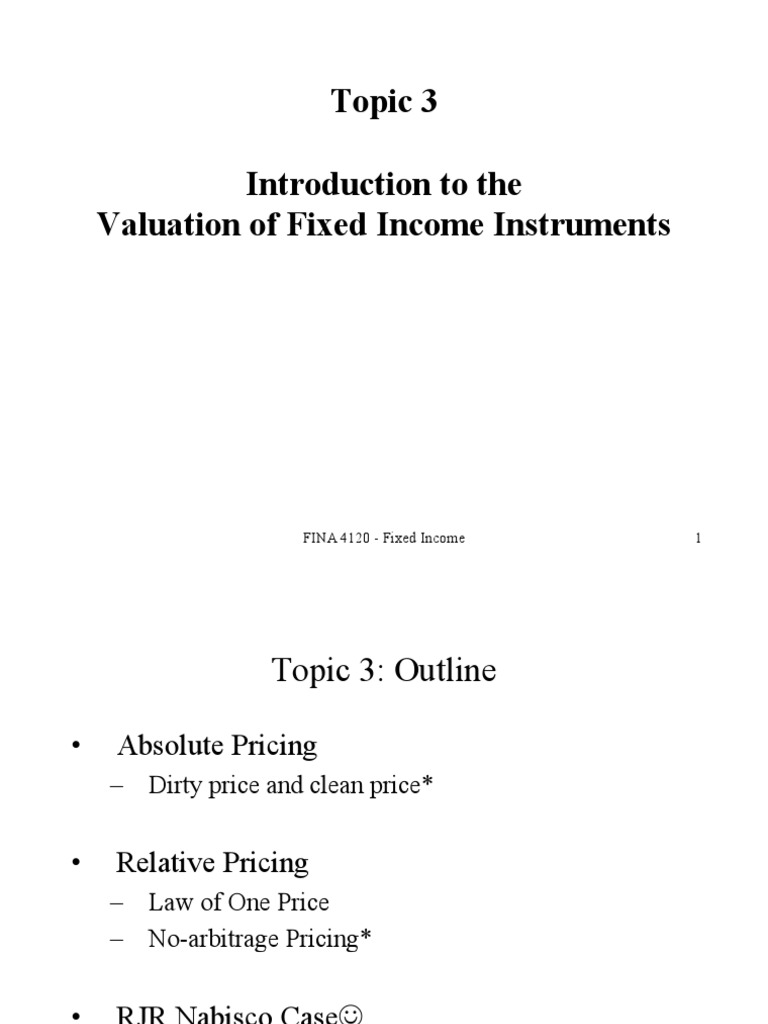 Topic 3 Introduction To The Valuation of Fixed Income Instruments | PDF ...
