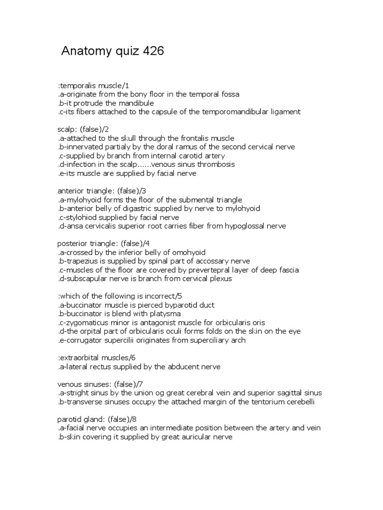 Anatomy Quiz 426 | PDF | Science & Mathematics