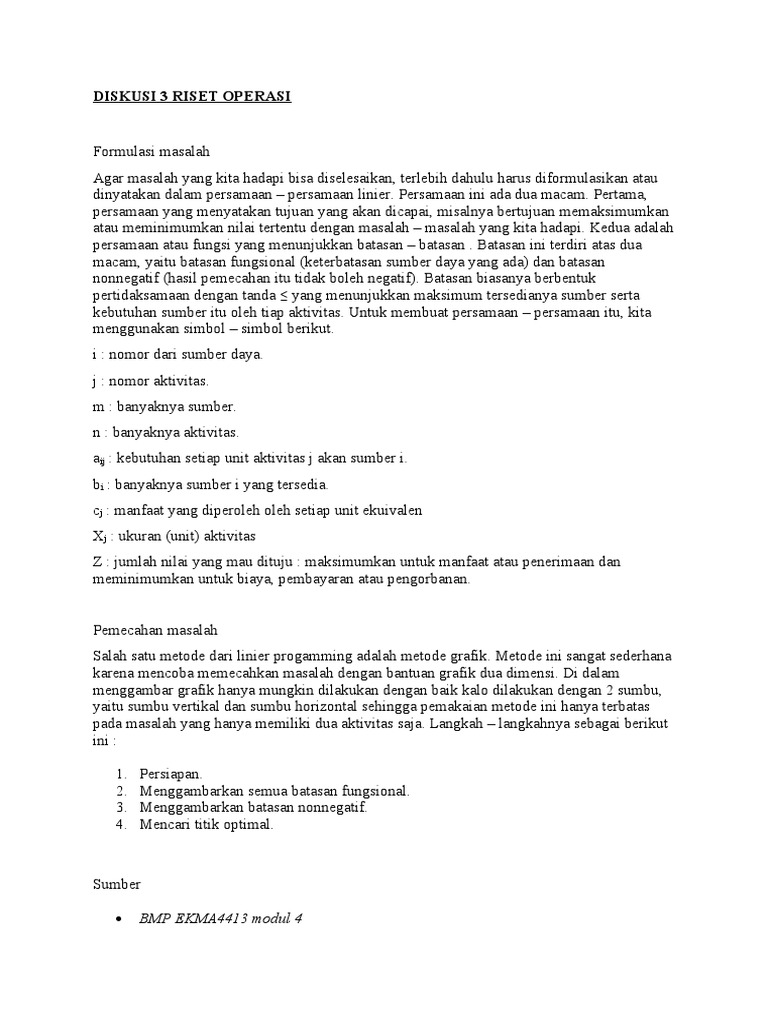 Diskusi 3 Riset Operasi | PDF
