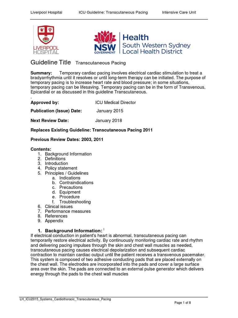 Transcutaneous Cardiac Pacing | PDF | Artificial Cardiac Pacemaker ...