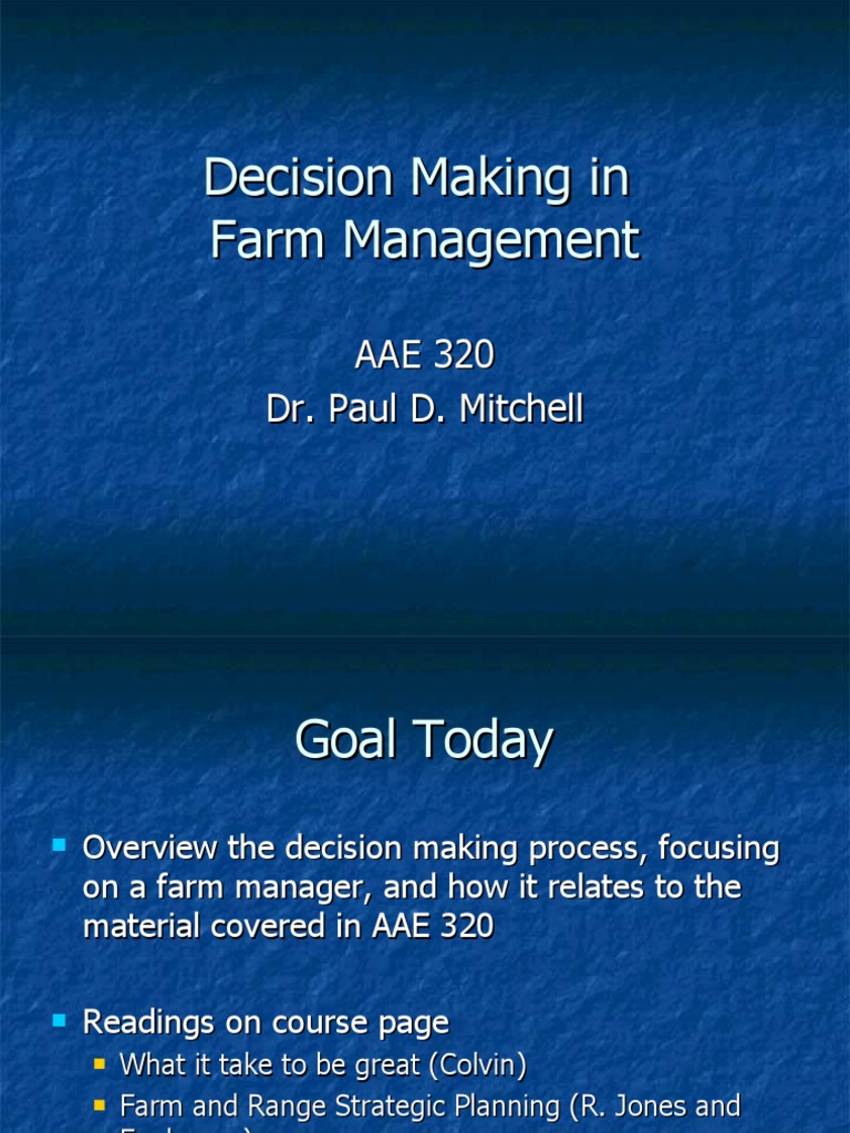 Decision Making in Farm Management | PDF | Strategic Management ...