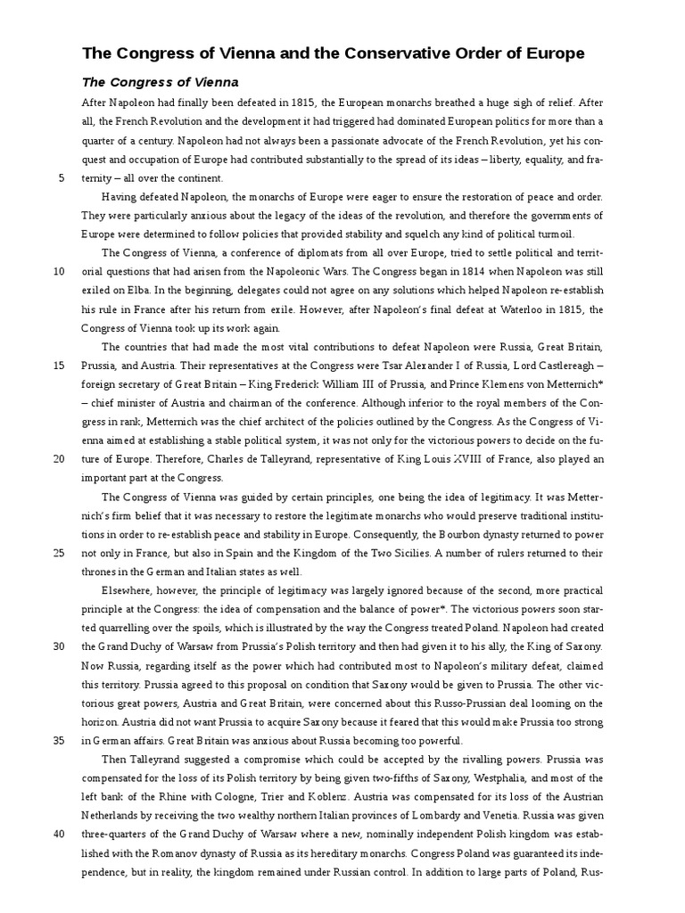 The Congress of Vienna 02 | PDF | Napoleon | Prussia