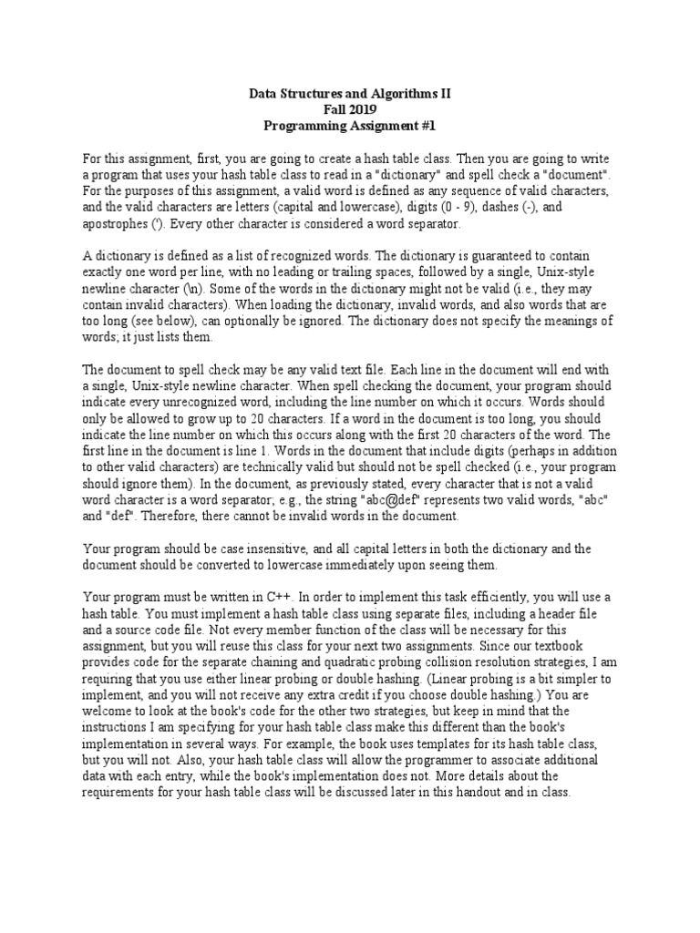 Efficient Spell Checker Using a Hash Table: Analyzing Words in a Document and Comparing Them to ...