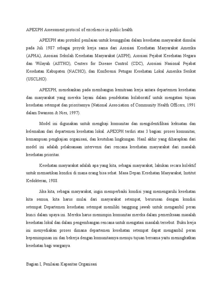 APEXPH Assessment Protocol of Excelience in Public Health | PDF